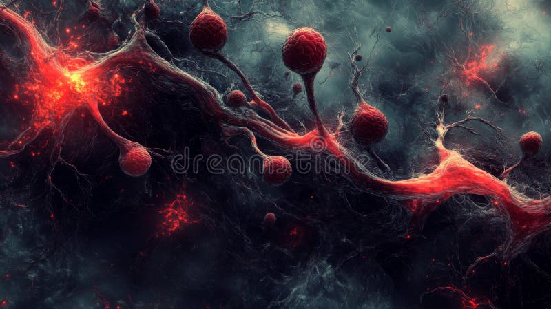Abstract Red and Black Cosmic Energy Flow Stock Illustration ...