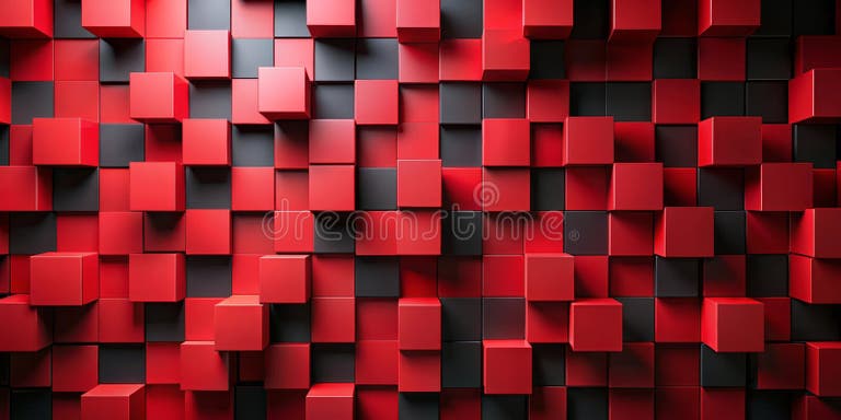 Abstract Red and Black Cube Wall Texture a Geometric Design. Generative ...