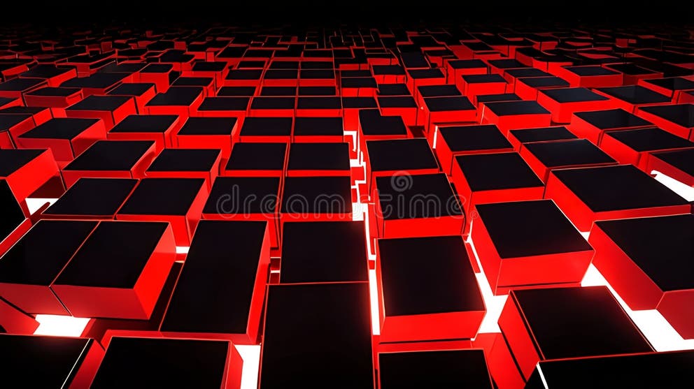 Abstract Red and Black Cubes Background Stock Illustration ...