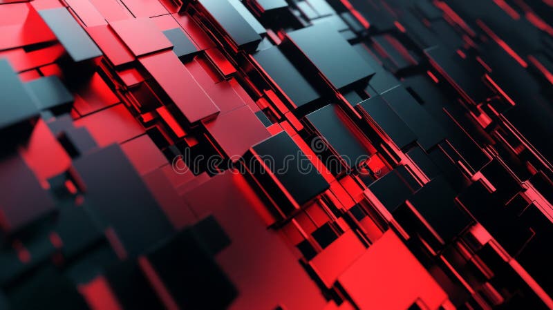 Abstract Red and Black 3D Cubes Background Stock Illustration ...