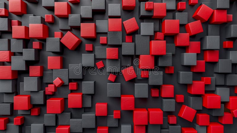 Abstract Red and Black 3D Cubes Patterned Background Stock Illustration ...