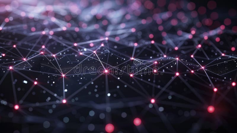 Abstract Red and Black Digital Network with Glowing Nodes and ...