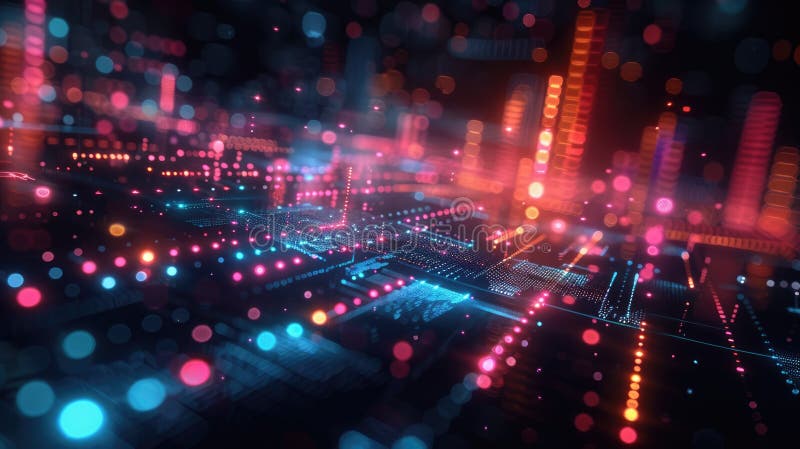 Abstract Red and Black Digital Network with Glowing Nodes and ...