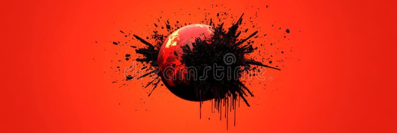Abstract Red and Black Explosion a Red Sphere Explodes with Black ...