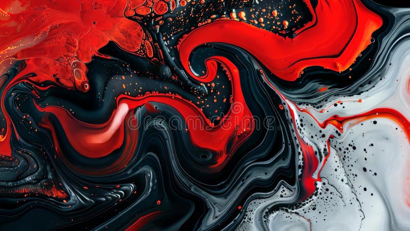 Abstract Red and Black Fluid Art with Swirling Patterns Stock Video ...