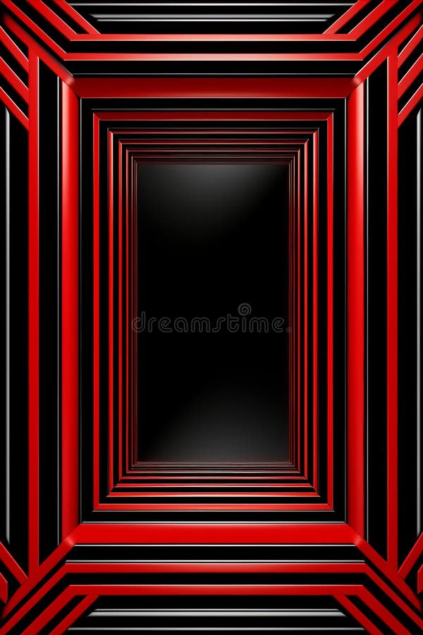 An Abstract Red and Black Frame with a Black Border Stock Illustration ...