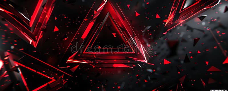 Abstract Red and Black Geometric Background. Triangles, Shards, and ...