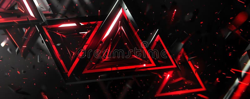 Abstract Red and Black Geometric Background. Triangles, Technology, and ...