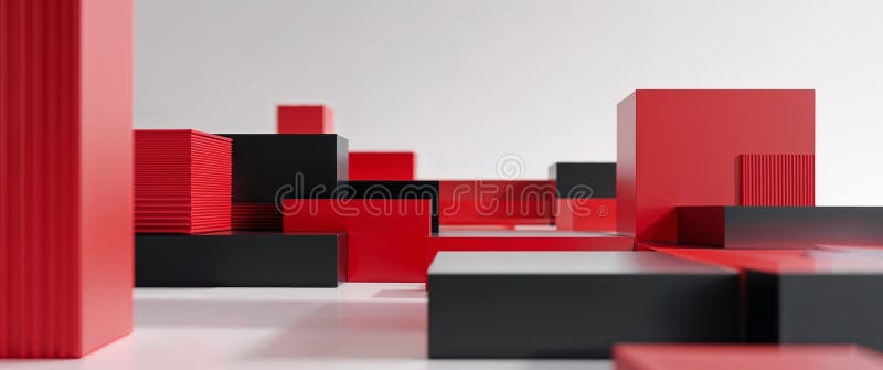 Abstract Red and Black Geometric Block Design. Stock Image - Image of ...