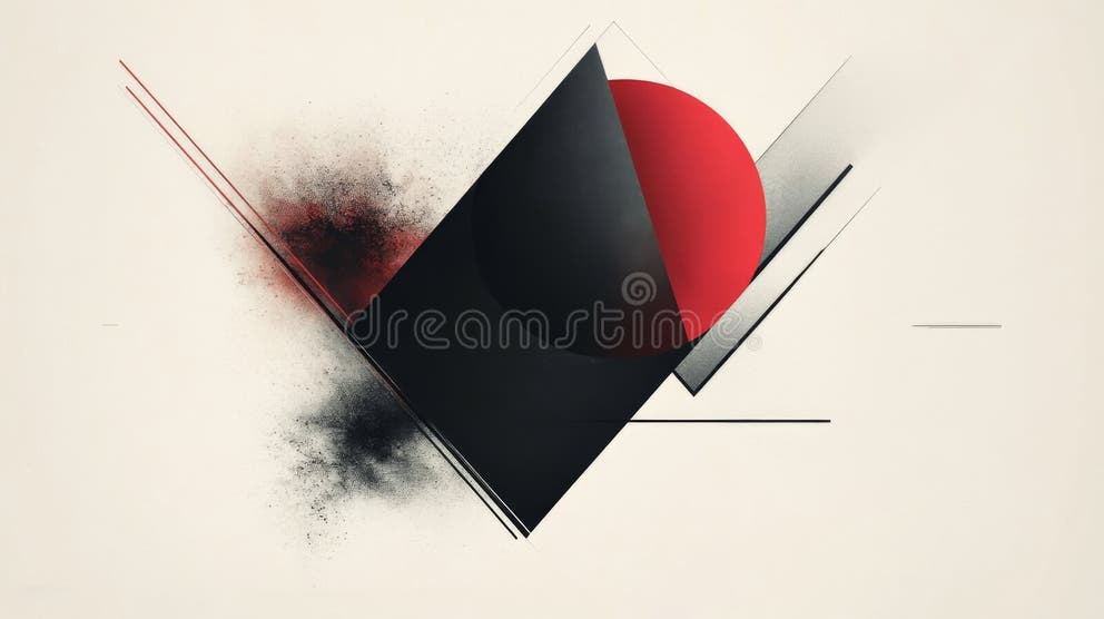 Abstract Red and Black Geometric Design with Grunge Texture Stock ...