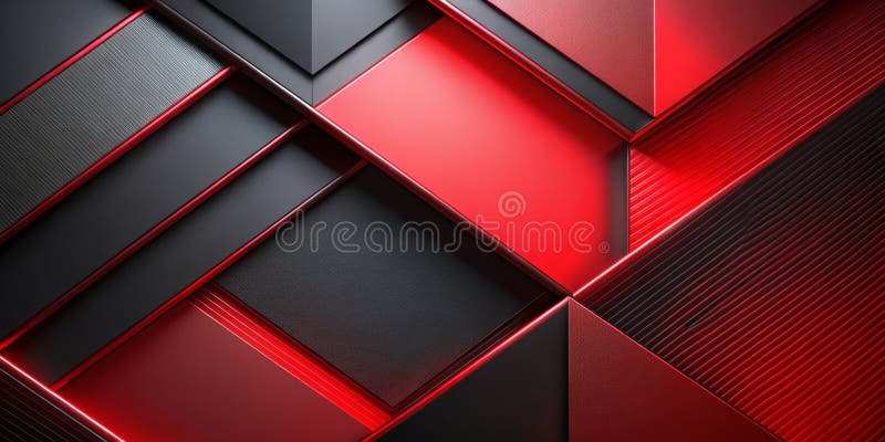 Abstract Red and Black Geometric Design with Interlocking Shapes and ...