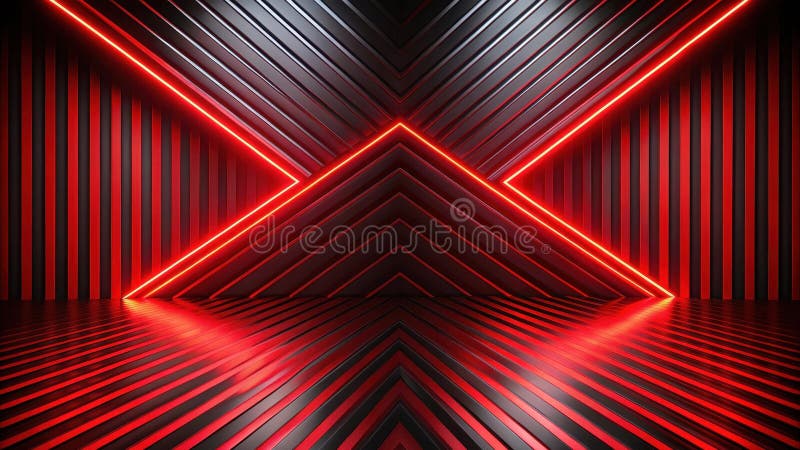Abstract Red and Black Geometric Neon Light Stage Design. Generative AI ...