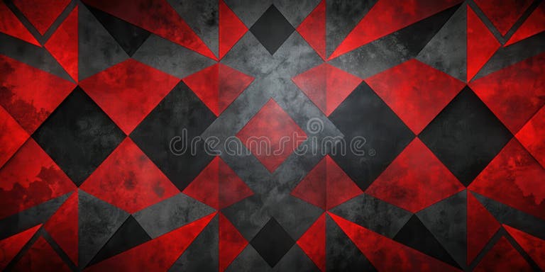 Abstract Red and Black Geometric Pattern with Grunge Texture ...