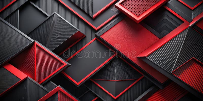 Abstract Red and Black Geometric Shapes Interlocking Design. Generative ...