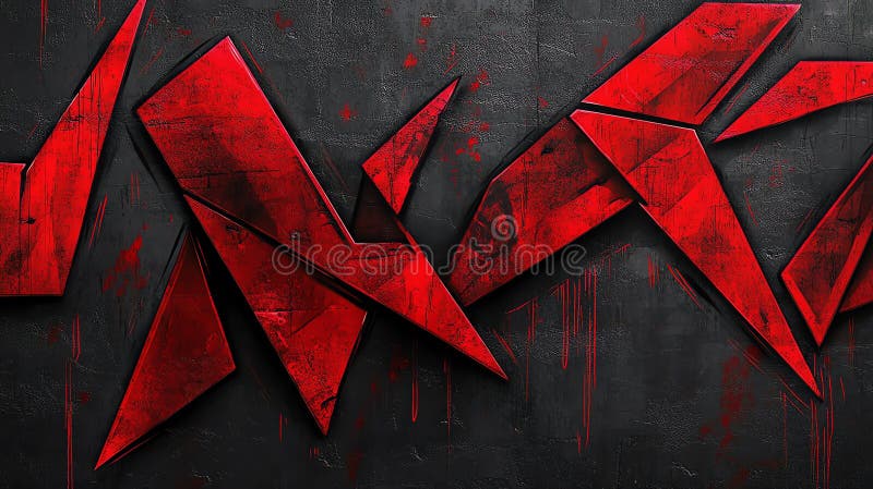Abstract Red and Black Geometric Shapes, Textured Digital Art Stock ...
