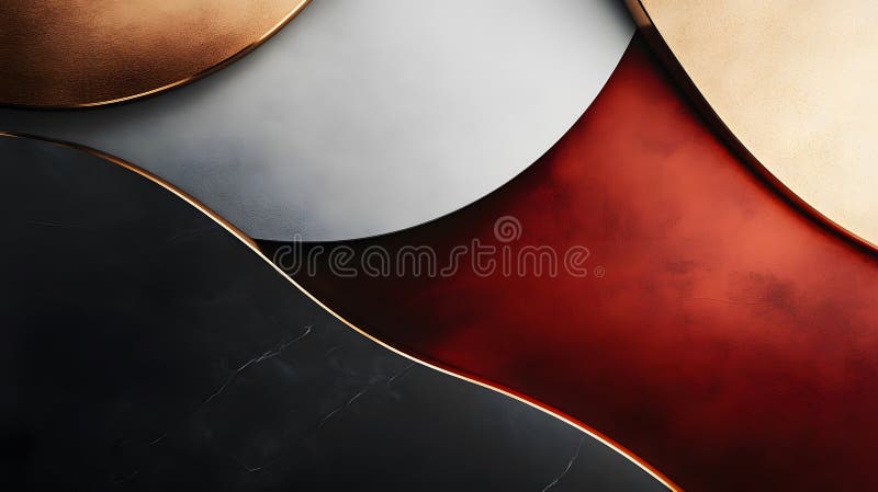 Abstract Red Black Gold Gray Organic Shapes Composition Stock ...