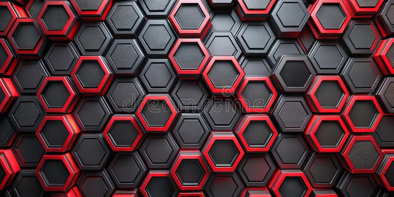 Abstract Red and Black Hexagonal Geometric Pattern Background ...
