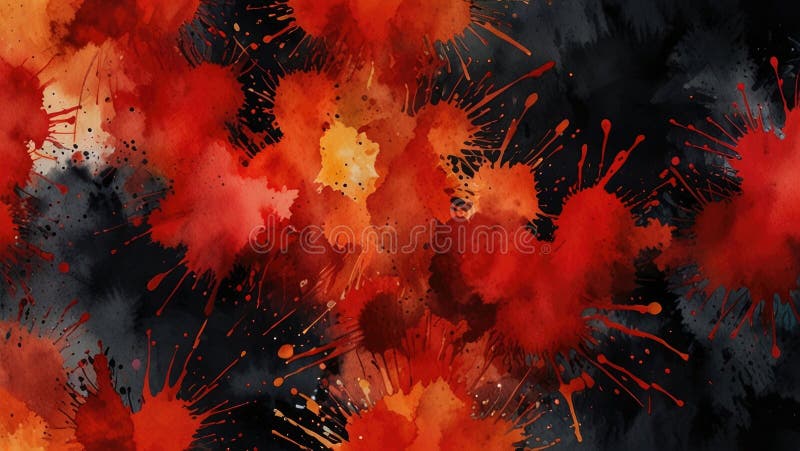 Abstract Red and Black Ink Explosion with Vibrant Splashes of Color and ...