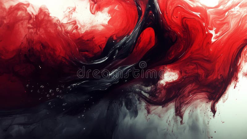 Abstract Red and Black Ink Swirl Painting Stock Illustration ...