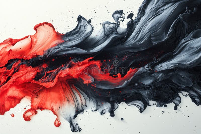 Abstract Red and Black Ink Swirling on a White Background Stock Photo ...