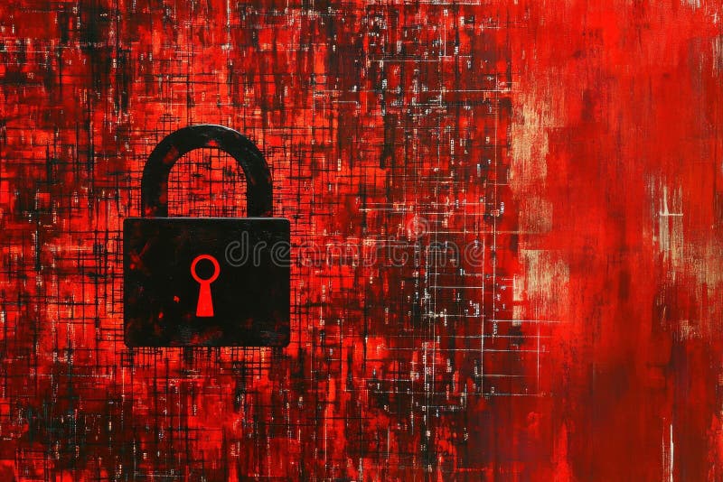 Abstract Red Black Padlock Digital Art Security Graphic Design Data ...