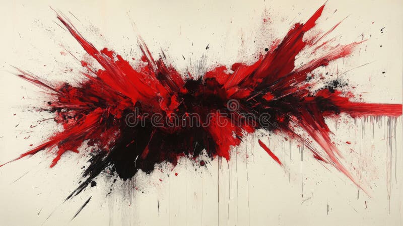 Abstract Red and Black Paint Explosion on Canvas Stock Illustration ...
