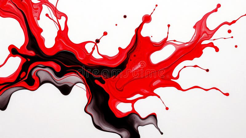 Abstract Red and Black Paint Splash on White Background Stock ...
