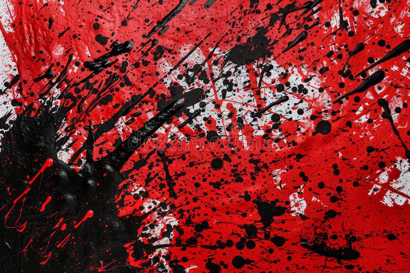 Abstract Red and Black Paint Splatter on Canvas Stock Illustration ...