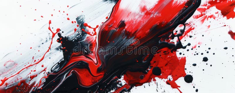 Abstract Red and Black Paint Splatter on White Background Stock Image ...