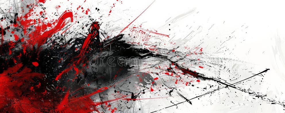 Abstract Red and Black Paint Splatter on White Background Stock Image ...