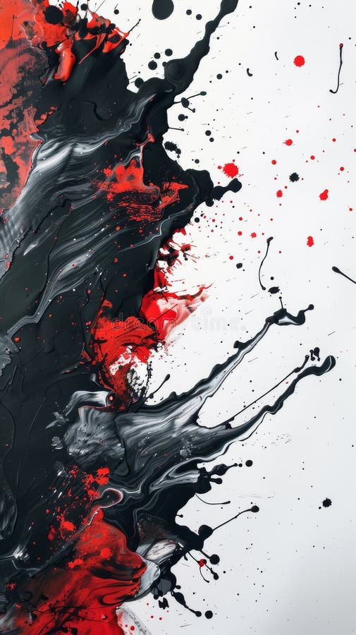 Abstract Red and Black Paint Splatter on White Background, Modern Art ...
