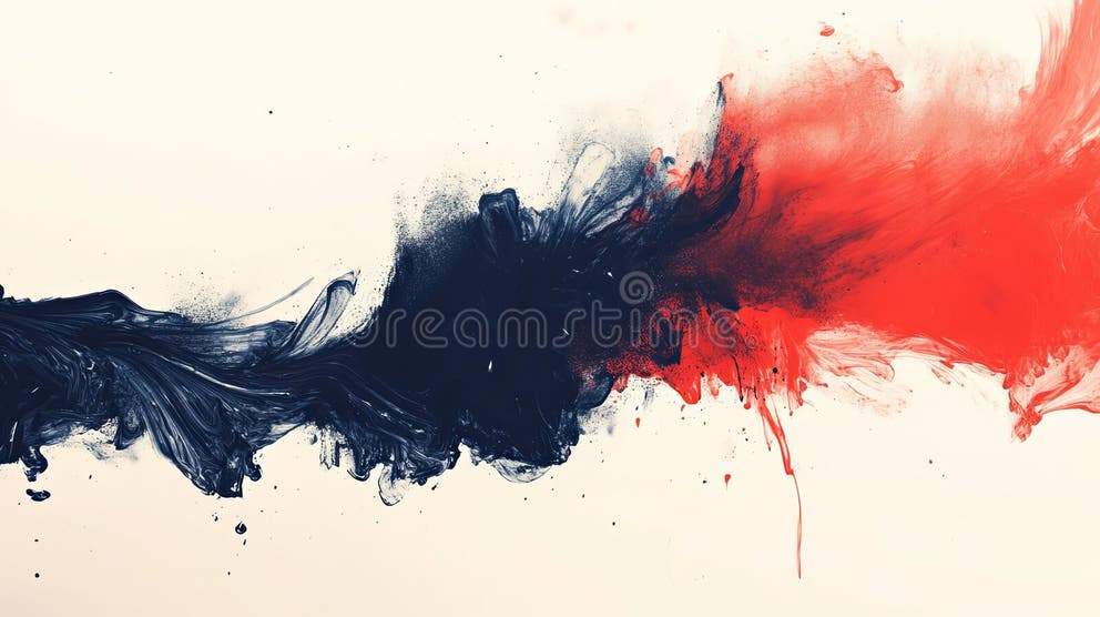 Abstract Red and Black Paint Splatter on White Canvas Background Stock ...