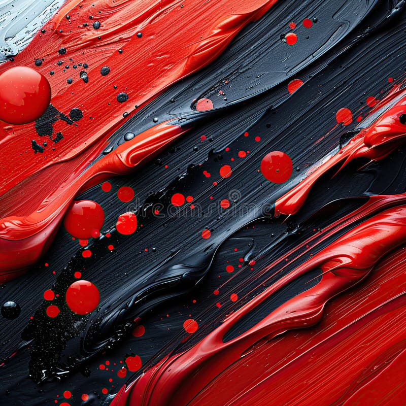 Abstract Red and Black Paint Swirls Stock Illustration - Illustration ...