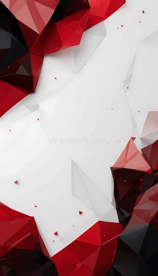 Abstract Red and Black Polygon Design on White Background Illustration ...
