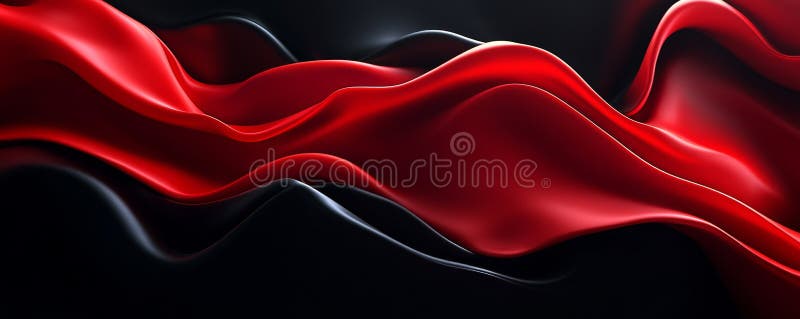 Abstract Red and Black Silk Waves, Luxurious Fabric Texture Stock Photo ...