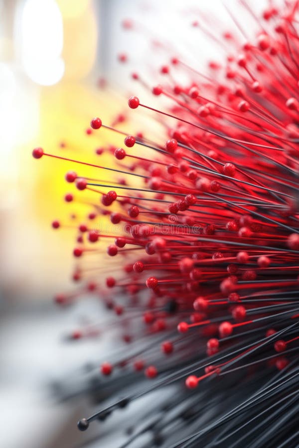Abstract Red and Black Spiky Sculpture with Blurred Background Stock ...