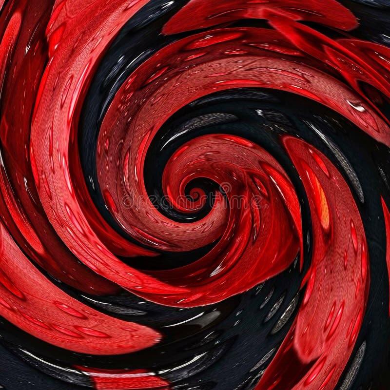 Abstract Red and Black Swirl with Fluid Motion and Textured Surface ...