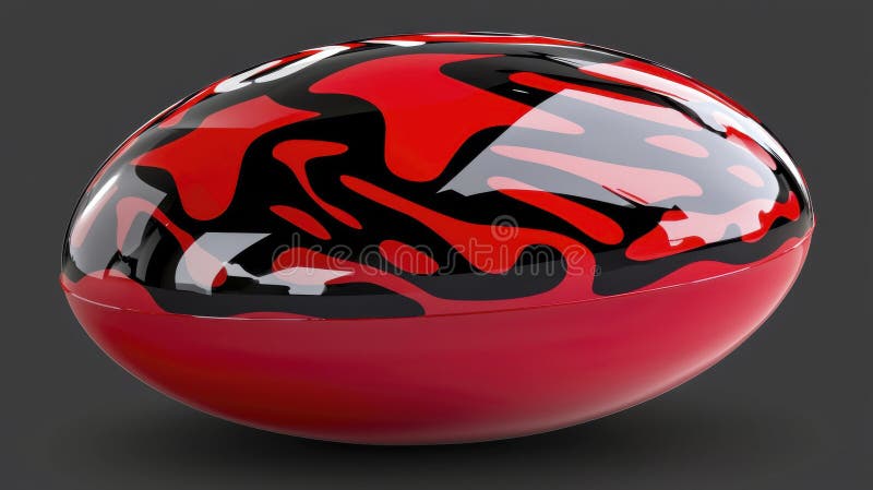 Abstract Red and Black Swirling Capsule Design 3D Render Stock ...