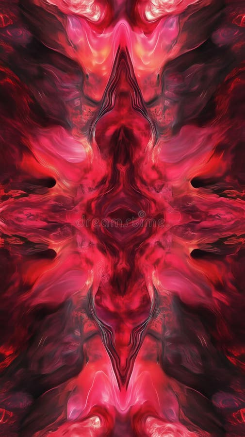 Abstract Red and Black Symmetrical Pattern with Swirling Textures ...