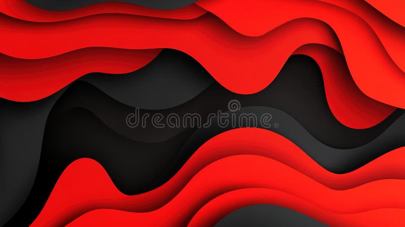 Abstract Red and Black Wave Design Showcasing Layered Textures in a ...