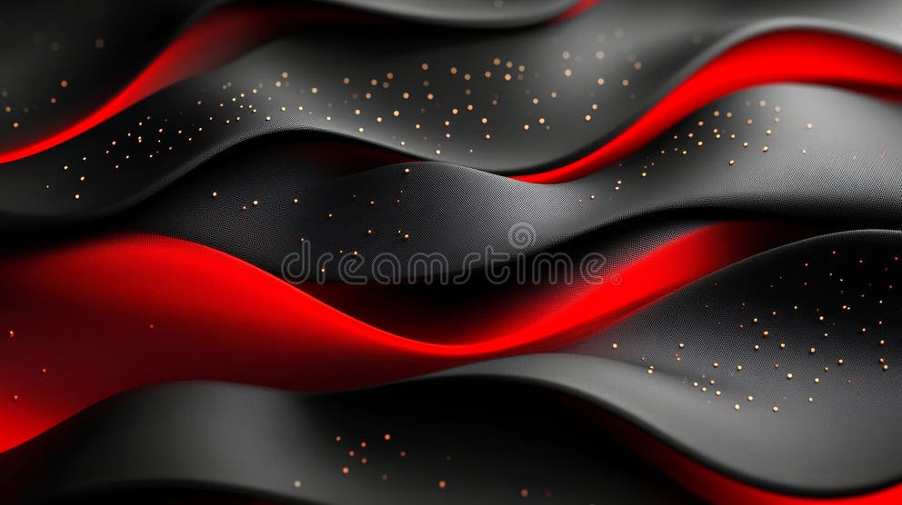 Abstract Red and Black Wave Pattern with Gold Dots Stock Illustration ...