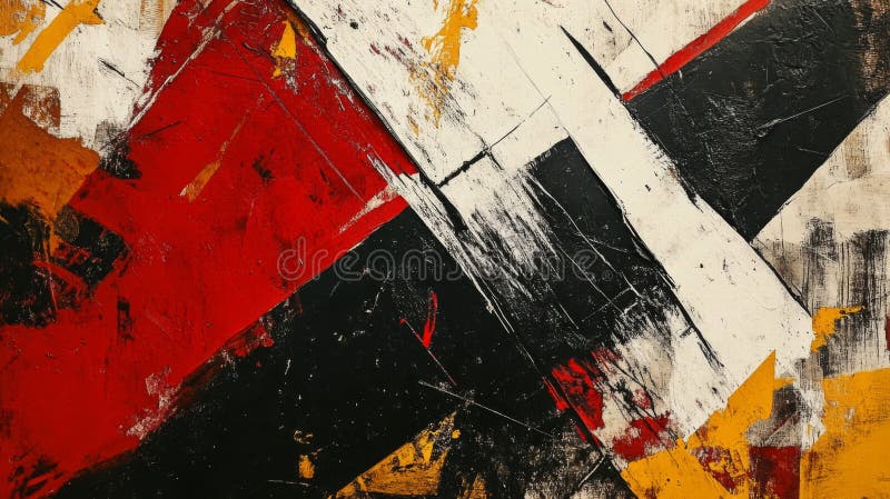 Abstract Red Black White Gold Canvas Painting Stock Illustration ...