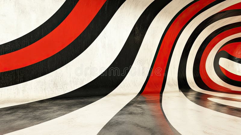 Abstract Red Black White Swirl Room Interior Design Stock Illustration ...
