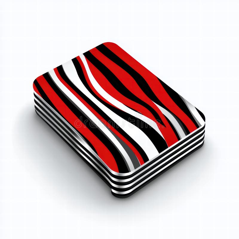 Abstract Red Black White Wavy Pattern Stacked Rectangles on White ...