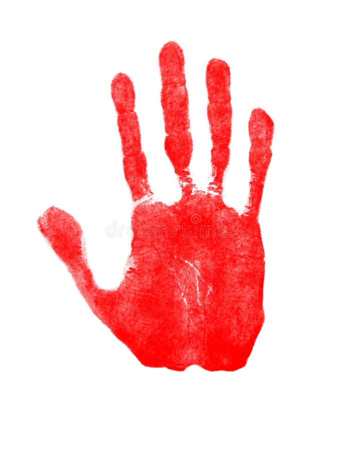 Abstract Red Blood Hand Print Isolated on White Backdrop Stock ...