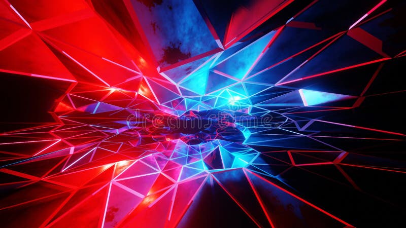 Abstract Red Blue Background. Motion Graphics Neon Backlight, Zoom ...