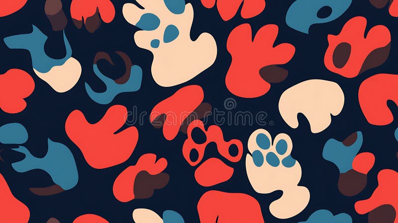Abstract Red Blue Beige Seamless Pattern Dark Background Stock ...