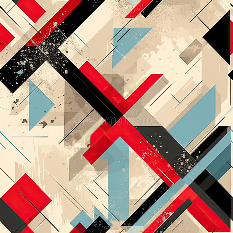 Abstract Red, Blue, and Black Geometric Shape Pattern (tiled Stock ...