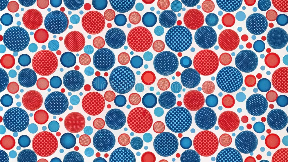 Abstract Red and Blue Circle Pattern Design Featuring Various Textures and Sizes. Generative AI ...