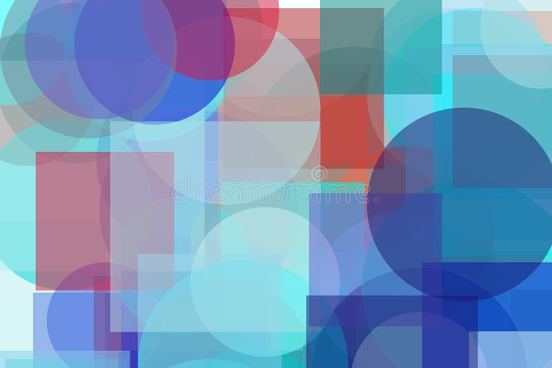 Abstract Red Blue Circles Squares Illustration Background Stock ...